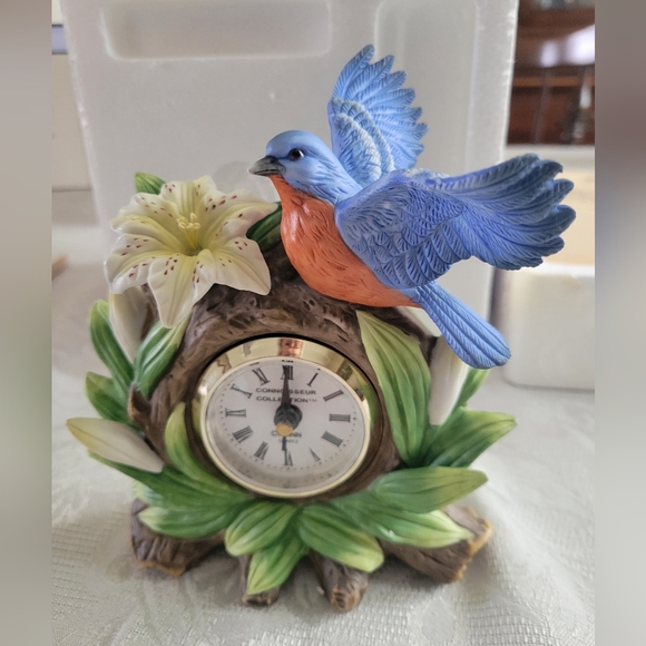 Seymour Mann | Other | Vintage Porcelain Blue Bird White Flower Clock ...